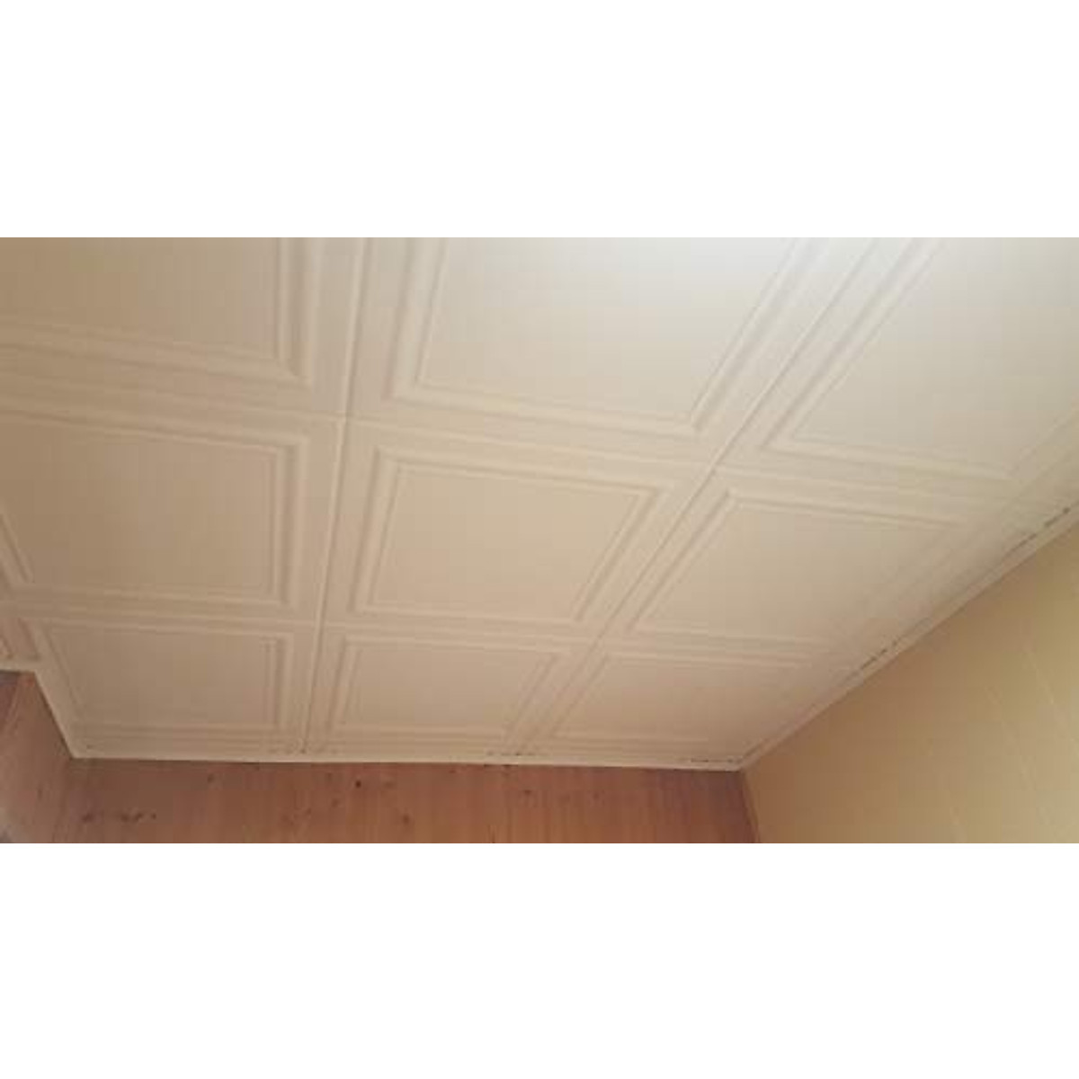 A La Maison Ceilings R24 Line Art Foam Glue-up Ceiling Tile (128 sq. ft./Case), Pack of 48, Plain White