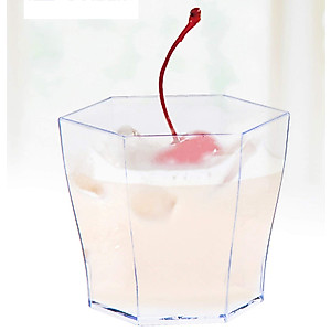 Lawei 100 pack 2 oz Plastic Dessert Cups with 100 Plastic Spoons - Hexagonal Mini Bowl Disposable Bowls for Chocolate Desserts, Appetizers, Dessert Samplers, Dessert Shot Glasses & More