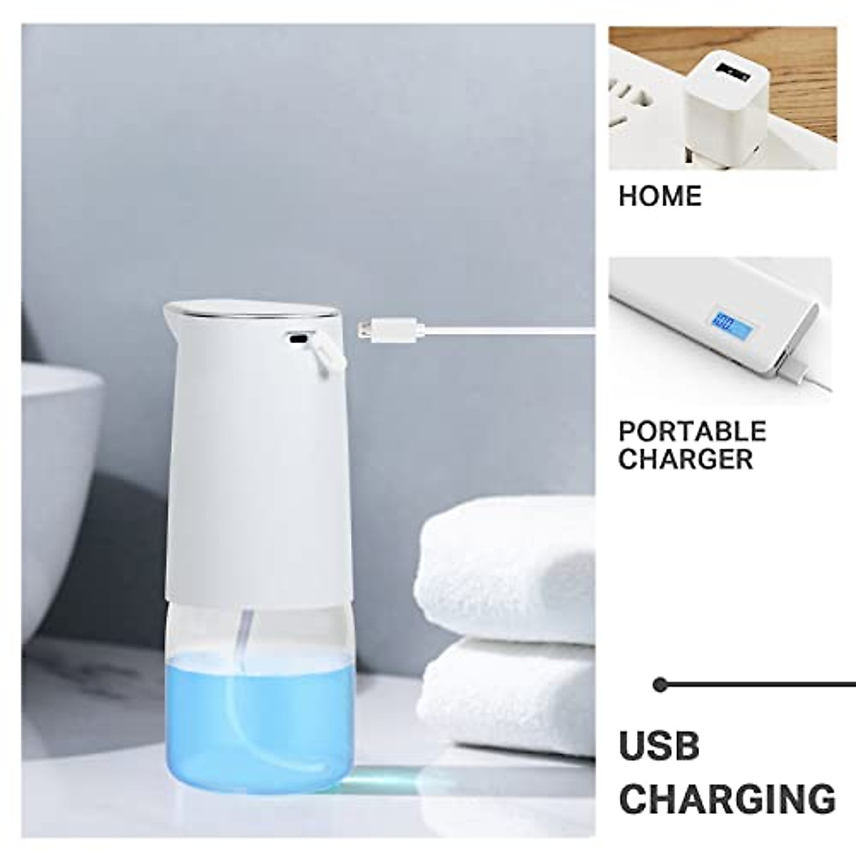 Automatic Soap Dispenser 16.9 oz/500 ml Touchless Hand Free Soap Dispenser with 2 Adjustable Level and Infrared Motion Sensor for Bathroom Kitchen, Home Office, Hotel and Outdoor