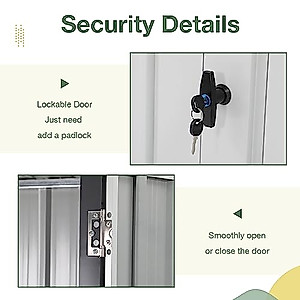 OC Orange-Casual 8 x 6 FT Outdoor Storage Shed, Metal Garden Tool Shed, Outside Sheds & Outdoor Storage Galvanized Steel w/Lockable Door for Backyard, Patio, Lawn, White & Brown