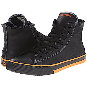 Harley-Davidson Footwear Men's Nathan Vulcanized Sneaker, Black/Orange, 13