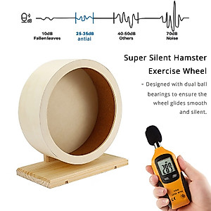 antiai Hamster Wooden Silent Wheel, Small Animal Exercise Wheel Accessories, Quiet Spinner Hamster Running Wheels Prevent Depression Toys for Hamsters, Gerbils, Mice and Other Small Pets (S)
