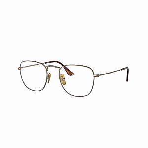 Ray-Ban Men's RX8157V Frank Titanium Square Prescription Eyewear Frames, Demigloss Antique Gold/Demo Lens, 48 mm