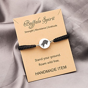 MAOFAED Buffalo Gift Buffalo Spirit Strength Abundance Gratitude Buffalo Bracelet for Men Women (buffalo spirit cardbr)