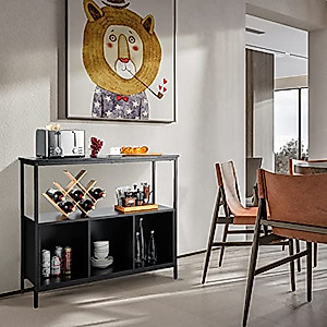 LOKO Buffet Cabinet with Open Shelves, Freestanding Kitchen Cabinet with 3-Cube Compartments, Coffee Bar Credenza Sideboard Cabinet, 43.5 x 17 x 35 inches (Black)