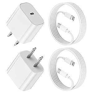 2 Pack iPhone 13 12 11 Fast Charger Block, Type C Fast Charging Charger Adapter with [Apple MFI Certified] USB C to Lightning Cable 6 ft Compatible with iPhone 14 13 12 11 Pro Max Mini…