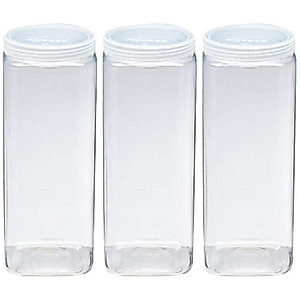 Silicook Clear Plastic Jar, Set of 3-40oz, Square Shaped, Transparent, Food Storage Container, Kitchen & Household Organization for Dry goods, Spices, Vegetables, Ingredients and More