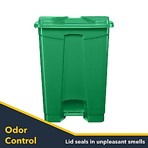 SunSierra Green 4 Gallon Step-On Trash Can, Heavy-Duty Waste Bin, Commercial Recycle Container, Durable Plastic Garbage Can for Restaurants, Garages, Hotels, Kitchens, Office
