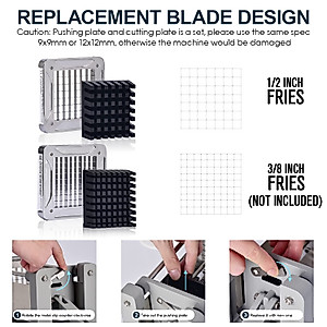 French Fry Cutter, Sopito Professional Potato Cutter Stainless Steel with 1/2-Inch Blade Great for Potatoes Carrots Cucumbers