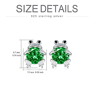 POPKIMI Valentine Frogs Gifts,Frog Earring S925 Sterling Silver Frog Earrings Frog Jewelry Valentine's Day Gifts for Teen Girls Daughter Granddaughter, Metal, Cubic Zirconia