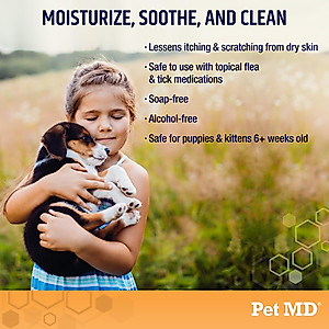 Pet MD - Oatmeal Dog Shampoo Cats and Dogs for Itch Relief and Moisturizer for Dry Skin and Coat - 16 Oz