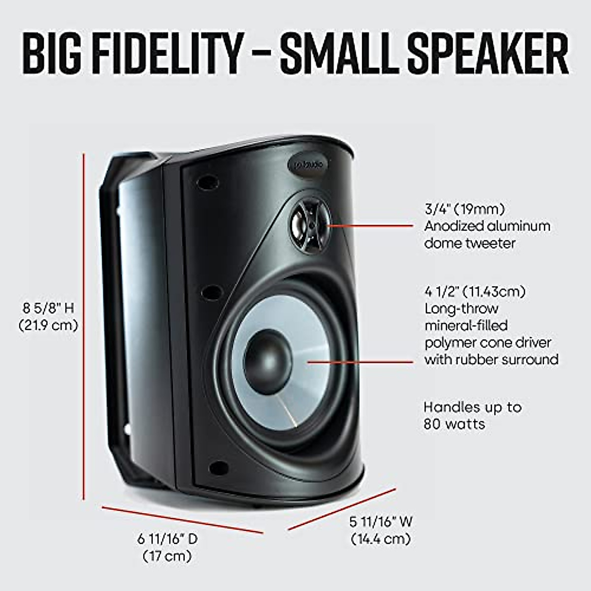 Polk Audio Atrium 4 Outdoor Speakers with Powerful Bass (Pair, Black), All-Weather Durability, Broad Sound Coverage, Speed-Lock Mounting System