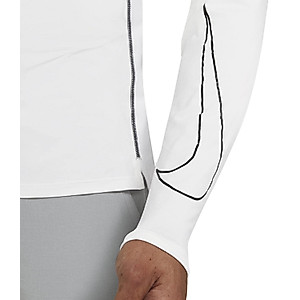 Nike Pro Dri-FIT Men's Tight Fit Long-Sleeve Training Top (as1, Alpha, x_l, Regular, Regular, White/Black) X-Large