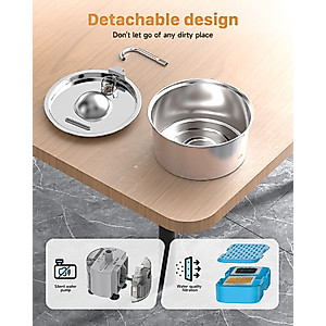 IHOUONE Cat Water Fountain : 108oz/3.2L Water Fountain for Cats Inside, Stainless Steel Cat Water Fountain, Super Silen, Pet Water Fountain with Splash-Proof Design, Multi-Filtration, Dishwasher Safe