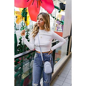 FashionPuzzle Two Compartment Phone Crossbody Mini Bag (Black)