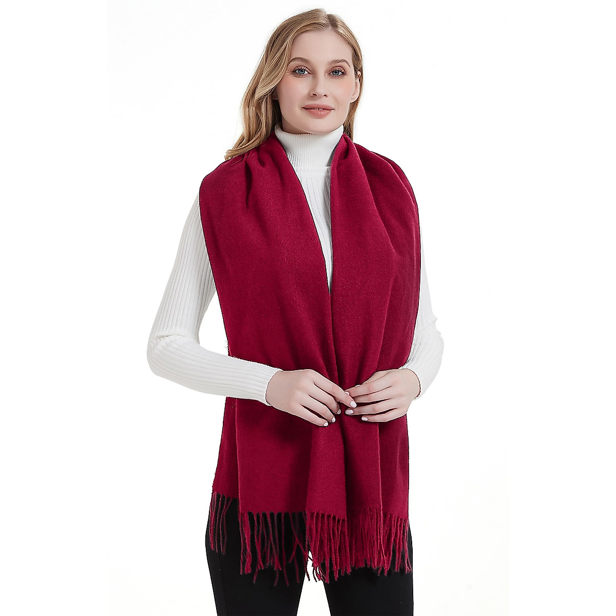 Landisun Scarf for Women Women Winter Scarf-Shawl Wraps Christmas Scarf Winter Scarf for Women Bridesmaid Wedding Bridal Scarf-Burgundy