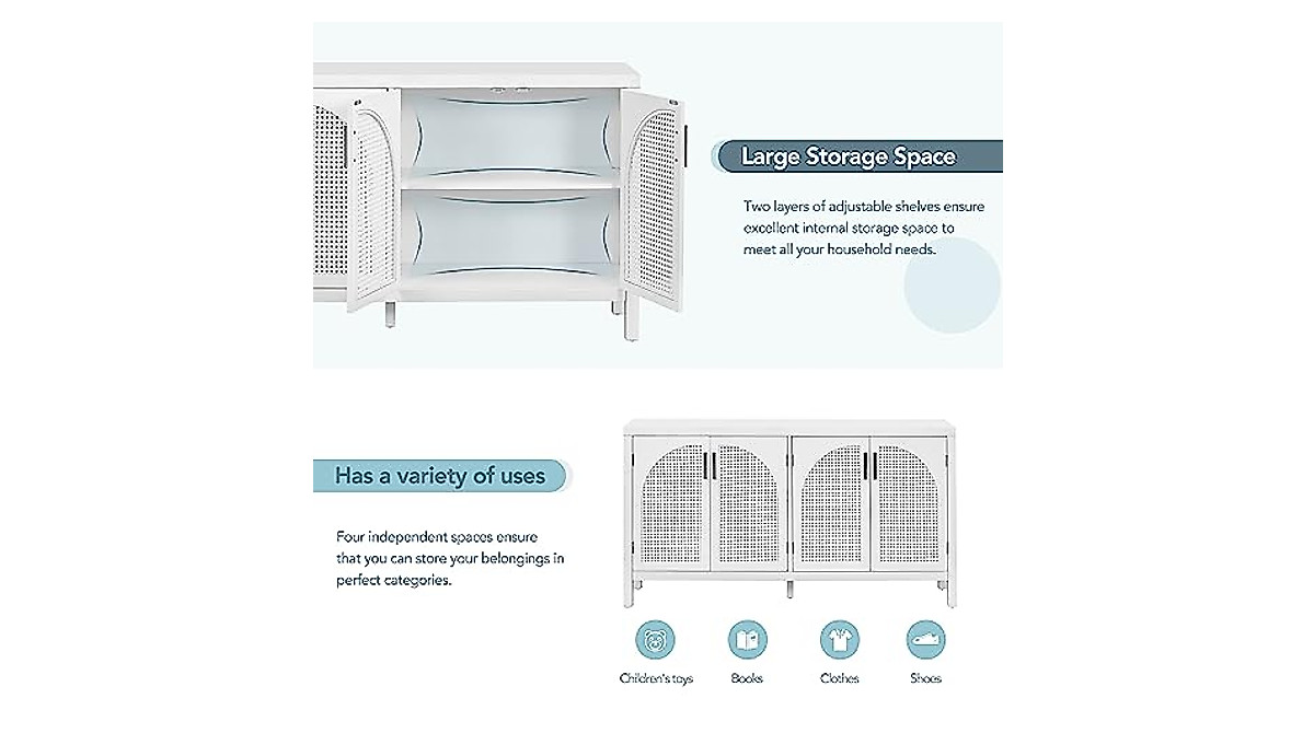 LUMISOL Accent Buffet Cabinet - Modern Rattan Sideboard