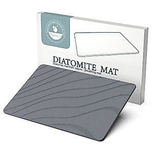 LOFTER Stone Bath Mat, Diatomite Stone Bath Mat Nonslip Super Absorbent Quick Drying Stone Mat for Kitchen Counter, Natural Non-Slip Bathroom Mats Stone Shower Mat Easy to Clean (23.5 x 15 inch)