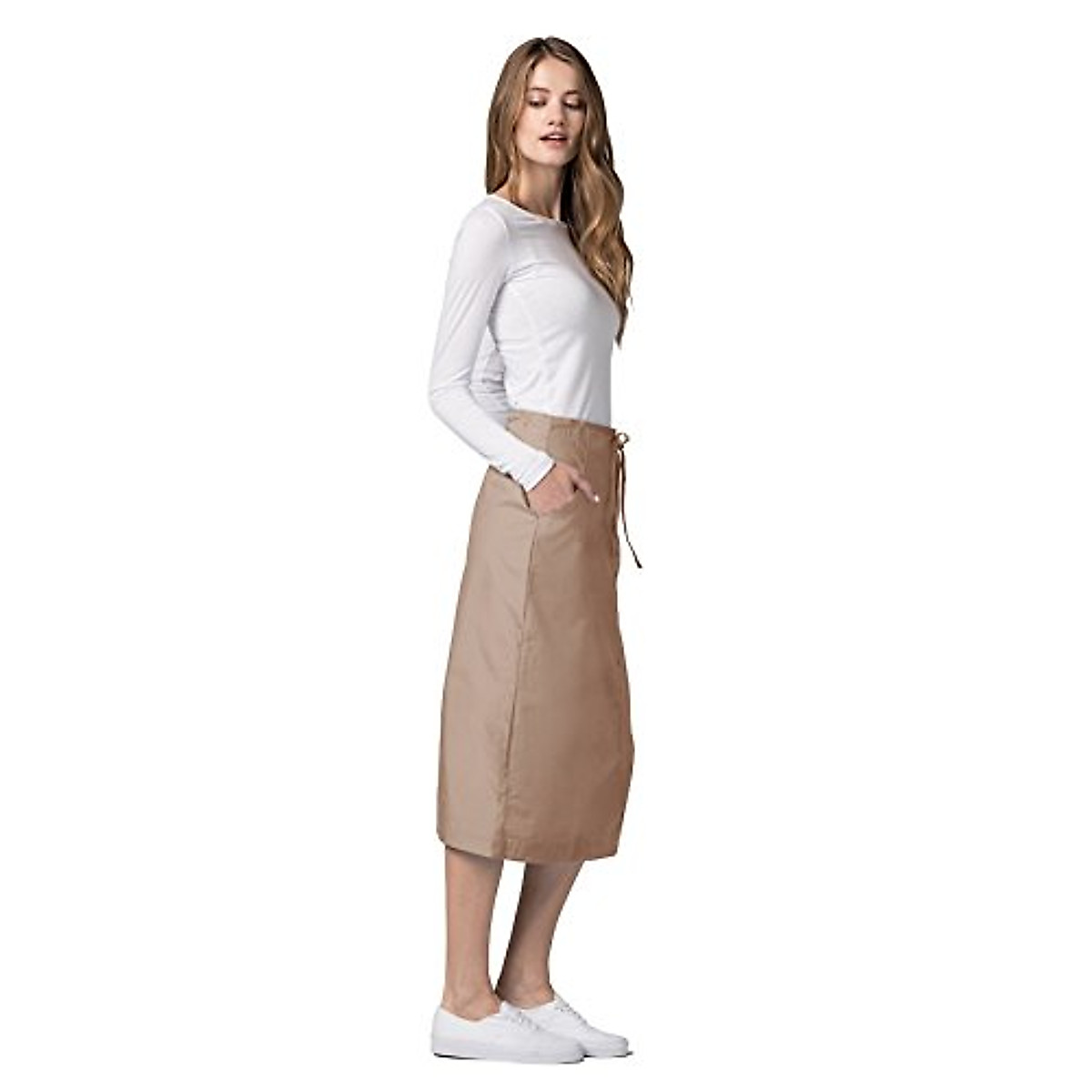 Adar Universal Scrub Skirts for Women - Mid-Calf Drawstring Scrub Skirt - 707 - Khaki - 12