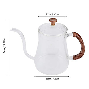Glass Teapot, Pour Over Coffee Kettle Kettle 600ML Thickened Glass Kettle Tea Stovetop Save Pour Over Kettle Coffee Removable Infuser Dripper