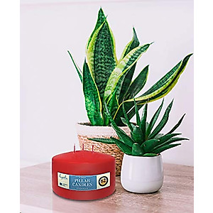 HYOOLA Red Three Wick Large Candle - 6 x 3 Inch - Unscented Big Pillar Candles - 62 Hour - European Made