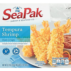 SeaPak Tempura Shrimp with Oven Crispy Breading and Sweet and Spicy Orange Sauce, Frozen, 8.2 oz
