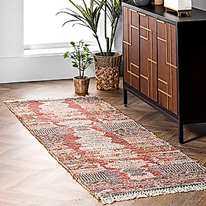 nuLOOM Hermina Flatweave Tribal Jute Area Rug, 5 ft x 8 ft, Multi