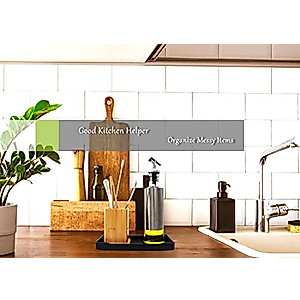 VCREATC Small Black Mini Tray (8 inch x 4 inch) for Kitchen Counter, Bathroom for Vanity Items, Coffee Accessory, Bar, Serving Seasoning, Salt and Pepper, Soap, Perfume or Display Use.