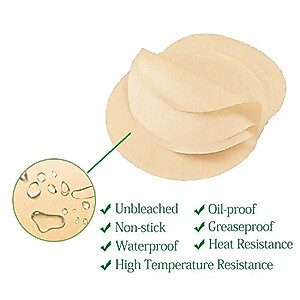 Unbleached Round Parchment Paper Sheets, Baking Circles, 100 pcs 9 Inch Non-stick Paper Liner for Cooking, Pizza, Baking Cakes, Cookies,Dutch Oven, Tortilla Press, Pan, Hamberger Wrap Paper