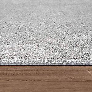 Paco Home Solid Area Rug in Silver Modern Plain Design, Size: 5'3" x 7'3"