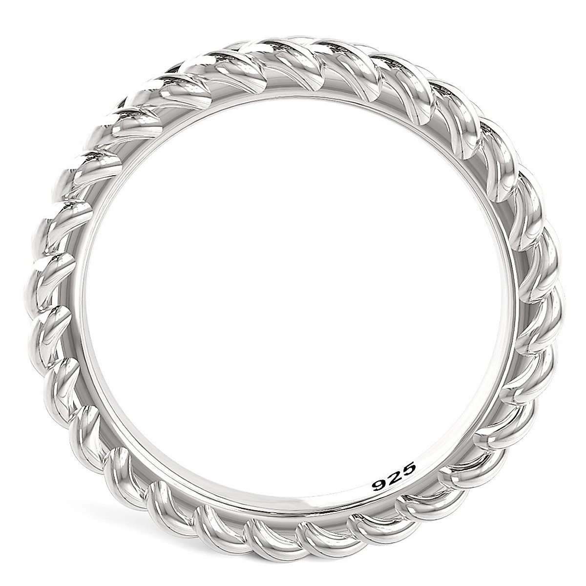 Metal Factory Sz 4 925 Sterling Silver Braid Style Stackable Eternity Ring