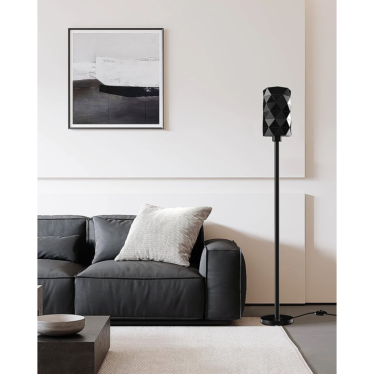 Yomony Phoebe Floor Lamp - Planet Series - Geometric Shade Black Standing Lamp