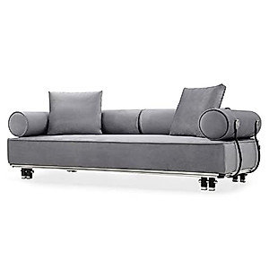 Zuri Modern Carrera Gray Velvet Fabric Sofa with Black and Chrome Accents