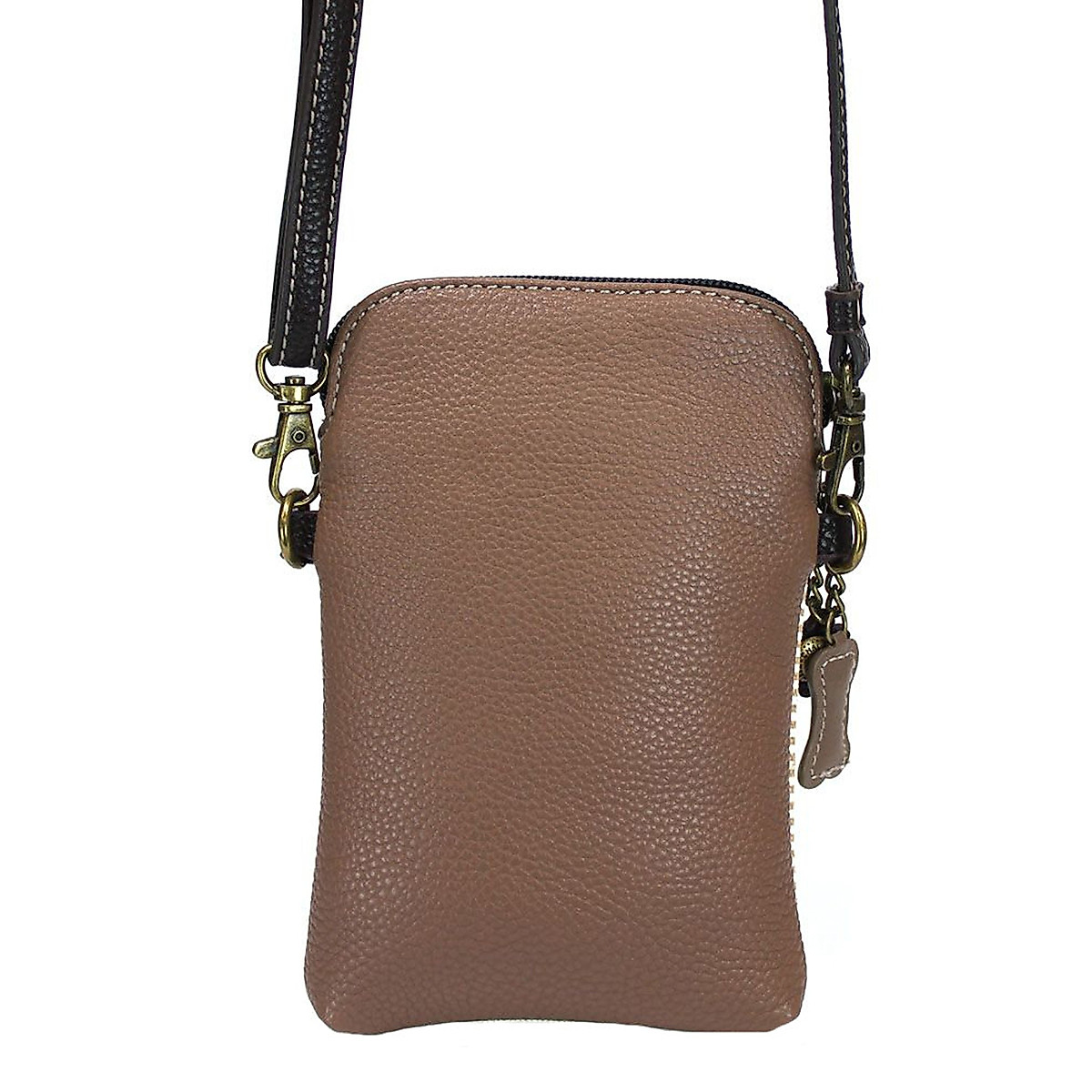 Chala Toffy Dog Cellphone Crossbody Handbag - Convertible Strap (Brown Stripe)