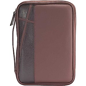 Man of God Two-Tone Brown Cross Faux Leather Men's Bible Cover Case, Large