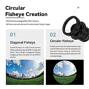 TTArtisan 7.5mm F2.0 Fisheye Lens with 180° Angle of View Compatible with Canon EOS-M Mount Cameras Like M1, M2, M3, M5,M6, M10, M50, M100