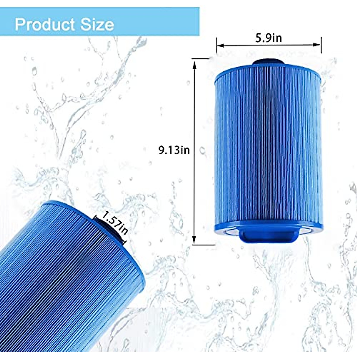 Pww50 Replacement Cartridge Filter Compatible with Pleatco Spa Filter, Hot Tub Filter Replacement Compatible with Unicel 6ch-940, Filbur Fc-0359, 2 Pack