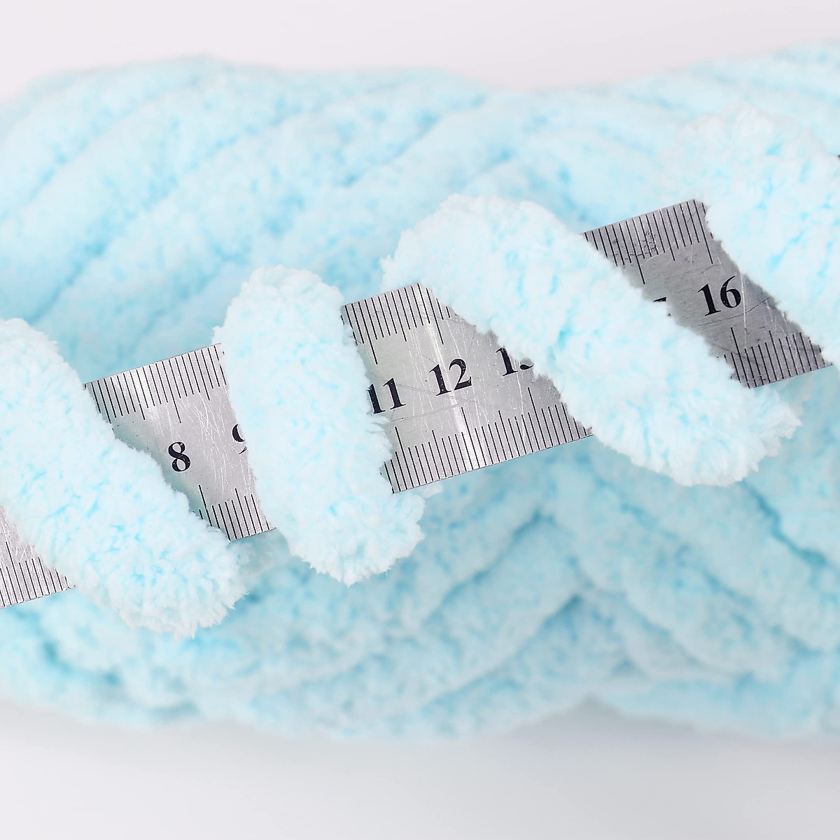 Chenille Chunky Yarn Arm Knitting Thick Bulky DIY for Knit Blanket Cushion Bed Sofa Home Decor (Light Blue, 2-Pack, 0.5kg/1.1 lb, 48 Yards)