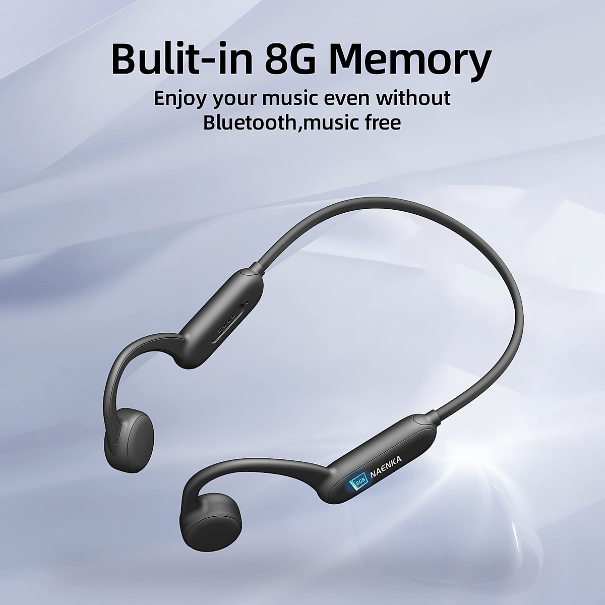 Naenka Runner Diver2 Bone Conduction Headphones, IP68 Waterproof Headphones with MP3 Player Built-in 32G Memory, Bluetooth Open Ear Headphones with CVC6.0 Mic for Swimming Running Cycling Driving Gym