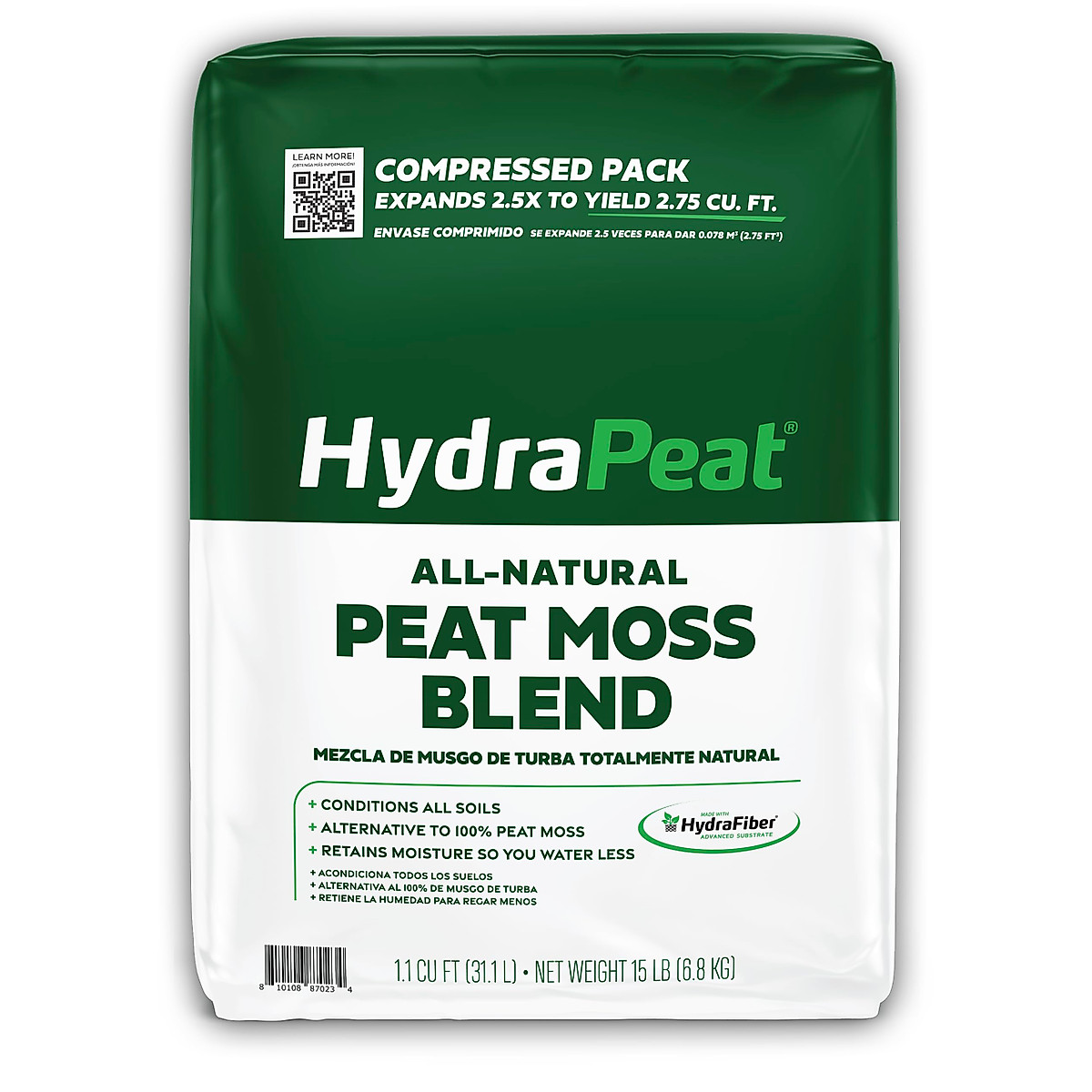 HydraPeat Peat Moss (Large) - 2.75 Cu Ft of All-Natural Reduced Peat Blend Soil Media - 1.1 Compressed Pack Size