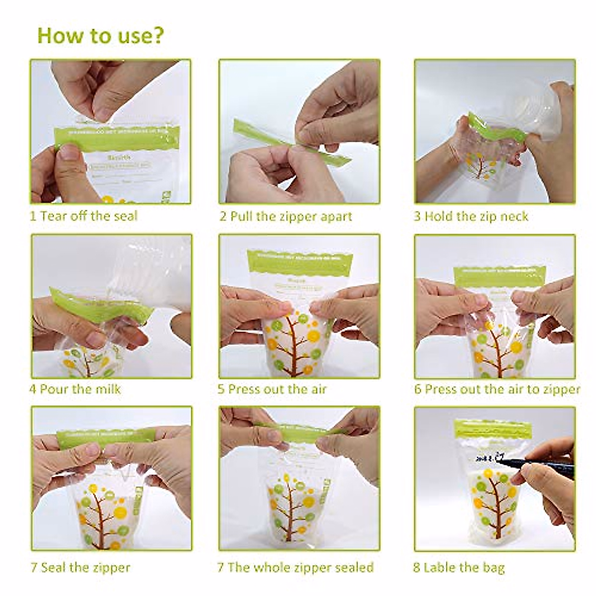 Bimirth Breastmilk Storage Bags, 112 Count BPA Free Convenient Milk Storage Bags for Breastfeeding, 8oz/235ml, 2 Easy Pouring Spouts & Self-Standing Design