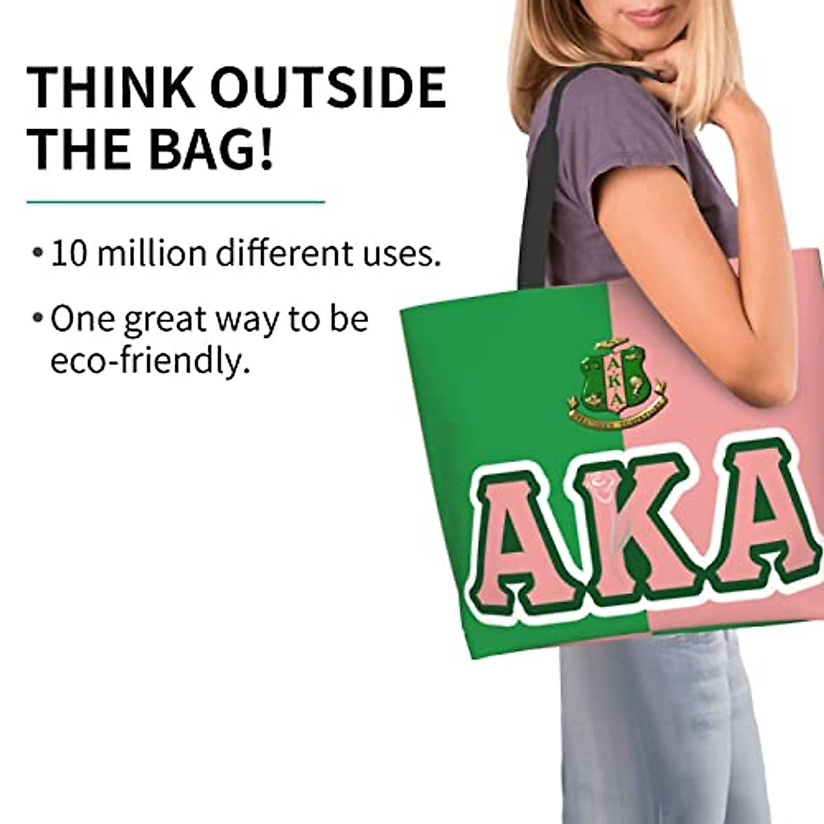 AKA Beach Tote Bags Travel Totes Bag Kitchen Reusable Grocery Bags Shopping Tote for Women Foldable Waterproof Book Tote