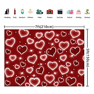 DYANG Early 2000s Backdrop for Red Heart Party Photo Backdrop Glitter Heart Sweet 16 18th 21th 30th Women Men Happy Birthday Photography Background Selfile Wall Decor (Red)