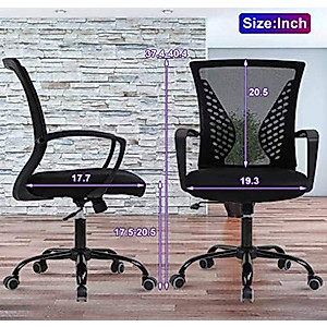 OffiClever Mesh Backrest Wheels Ergonomic Lumbar Support and Fully Adjustable Executive Office Chair, Black
