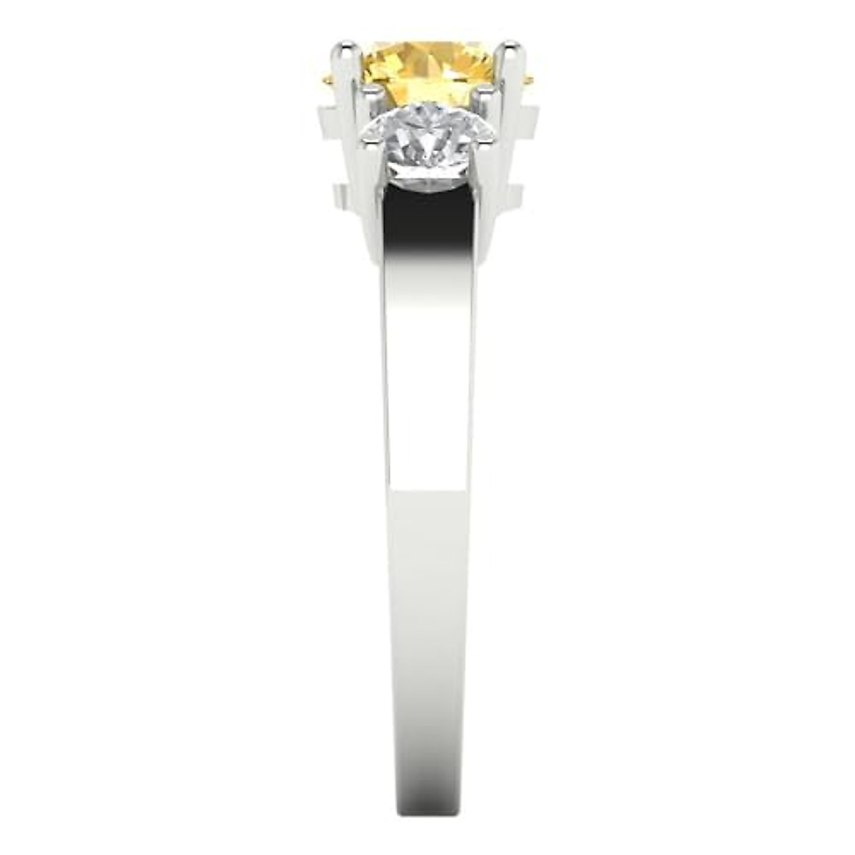 Clara Pucci 1.50 ct Round Cut 3 stone Genuine Yellow Simulated Diamond Engagement Promise Anniversary Bridal Ring 18K White Gold 4.25