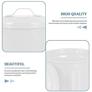 POPETPOP Mini Trash Can with Lid- Tiny Desktop Wastebasket Metal Garbage Bin Pen Holder Flowerpot Small Buckets Organizer for Home Office Kitchen