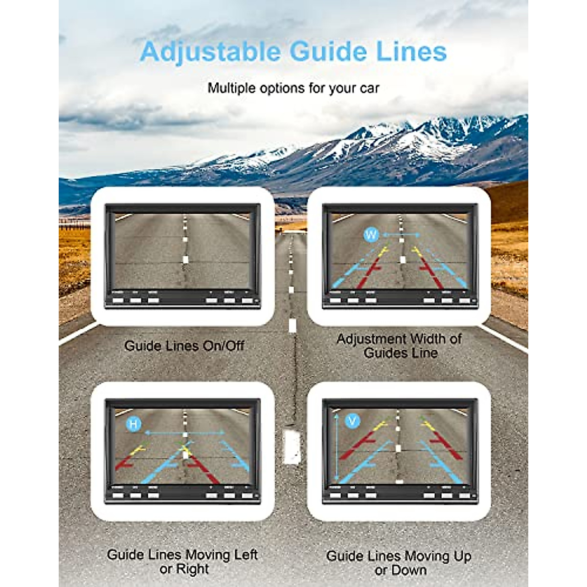 2K Backup Camera Systems, 7 Inch Vehicle Back Up Cameras with IP69 Waterproof Rear View Camera IR Night Vision, Wire Reserve Camera with Suction Cup Mount Bracket