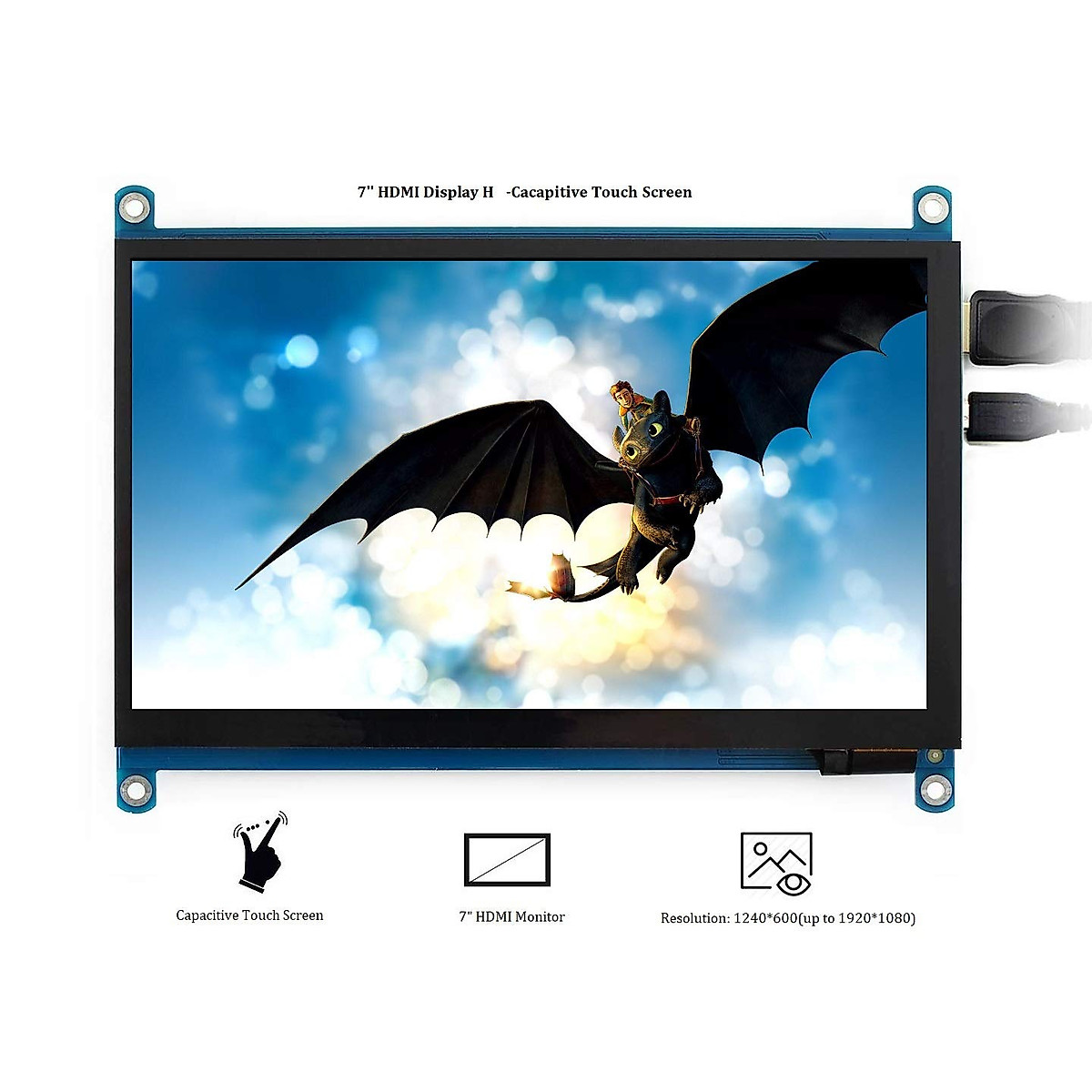 7inch HDMI LCD (H) 1024x600 IPS Capacitive Touch Screen LCD Display HDMI Module for Raspberry Pi, Jetson Nano,BB Black, Banana Pi Support Microsoft XBOX360 and Nintendo Switch