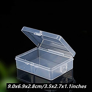 3Pcs Rectangle Accessories Storage Box with Hinged Lids, 3.5x2.7x1.1inches Plastic Storage Containers for Beads, Earplugs, Crafts, Jewelry and Hardware, Classified Storage to Keep The House Tidy