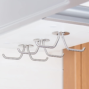 simpletome Mug Hooks Under Cabinet Coffee Cup Organizer Ceiling Storage Hanger for Office Cafe Bar Kitchen Utensils (3Pack, SUS304 Stainless Steel)